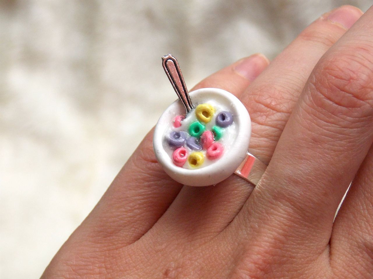 Cute Ring - Fruit Loops Bowl Ring - Breakfast Cup Cereal Ring ...